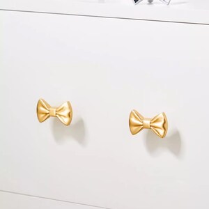 Brass Gold Bow Drawer Pull Knobs Dresser Knobs Unique Drawer Knobs Exquisite Cabinet Pull Gift ...