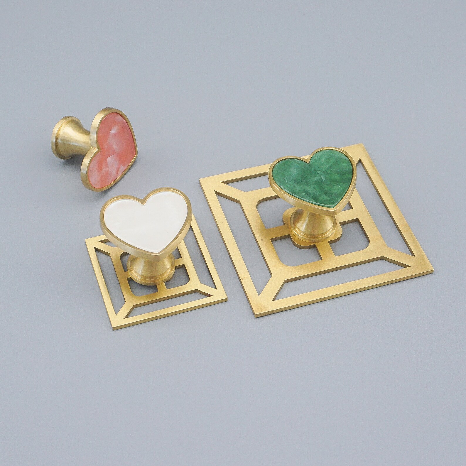 Heart Knob Colorful Cabinet Door Knob Brass Knob Plate Drawer - Etsy
