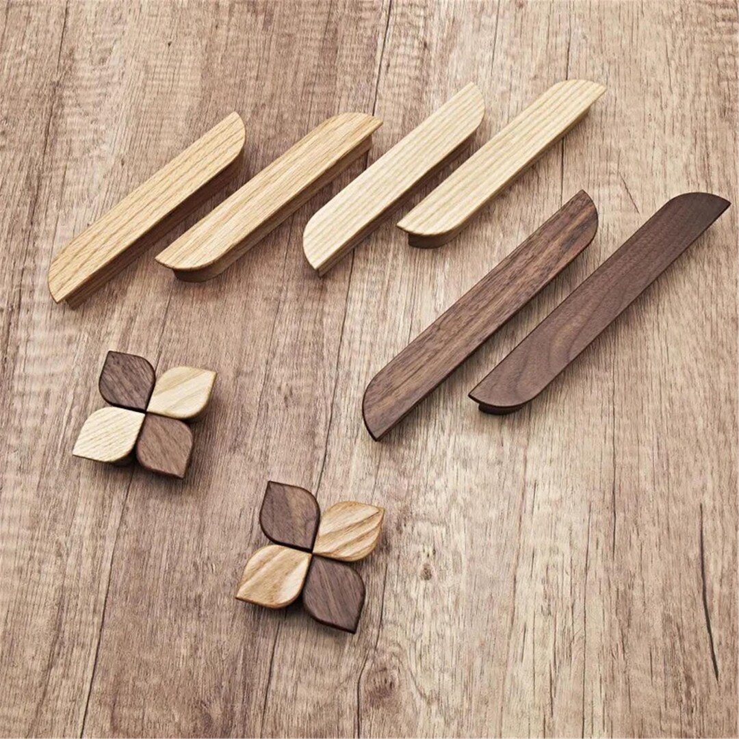 Natural Oak Wood Cabinet Handle: Minimalist Drawer Pull - Etsy