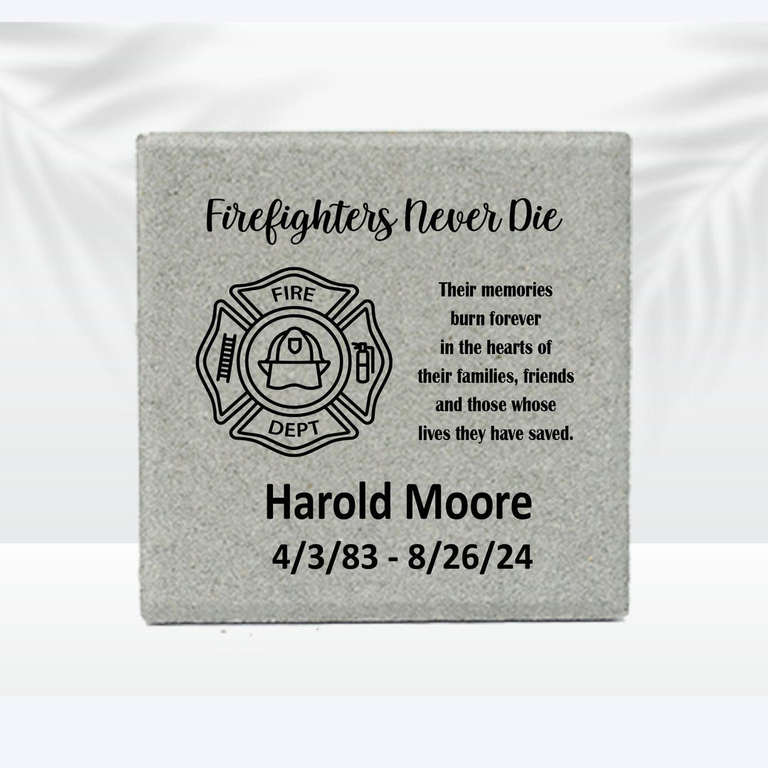 Firefighter Memorial Stone - Sympathy Gift Bereavement Gift Funeral ...