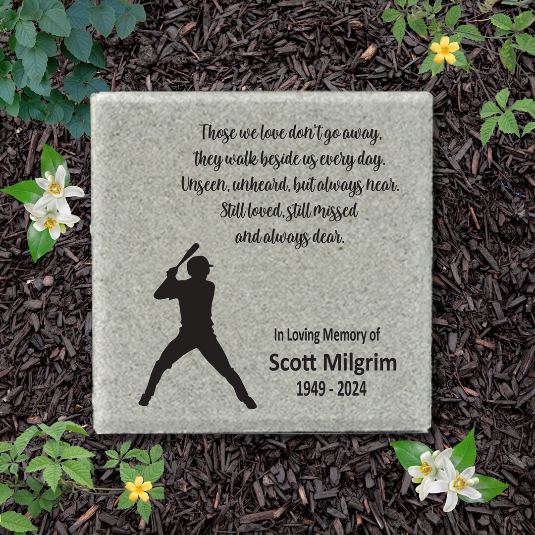 Baseball Player Memorial Gift - 12x12 Memorial Stone - Sympathy Gift ...