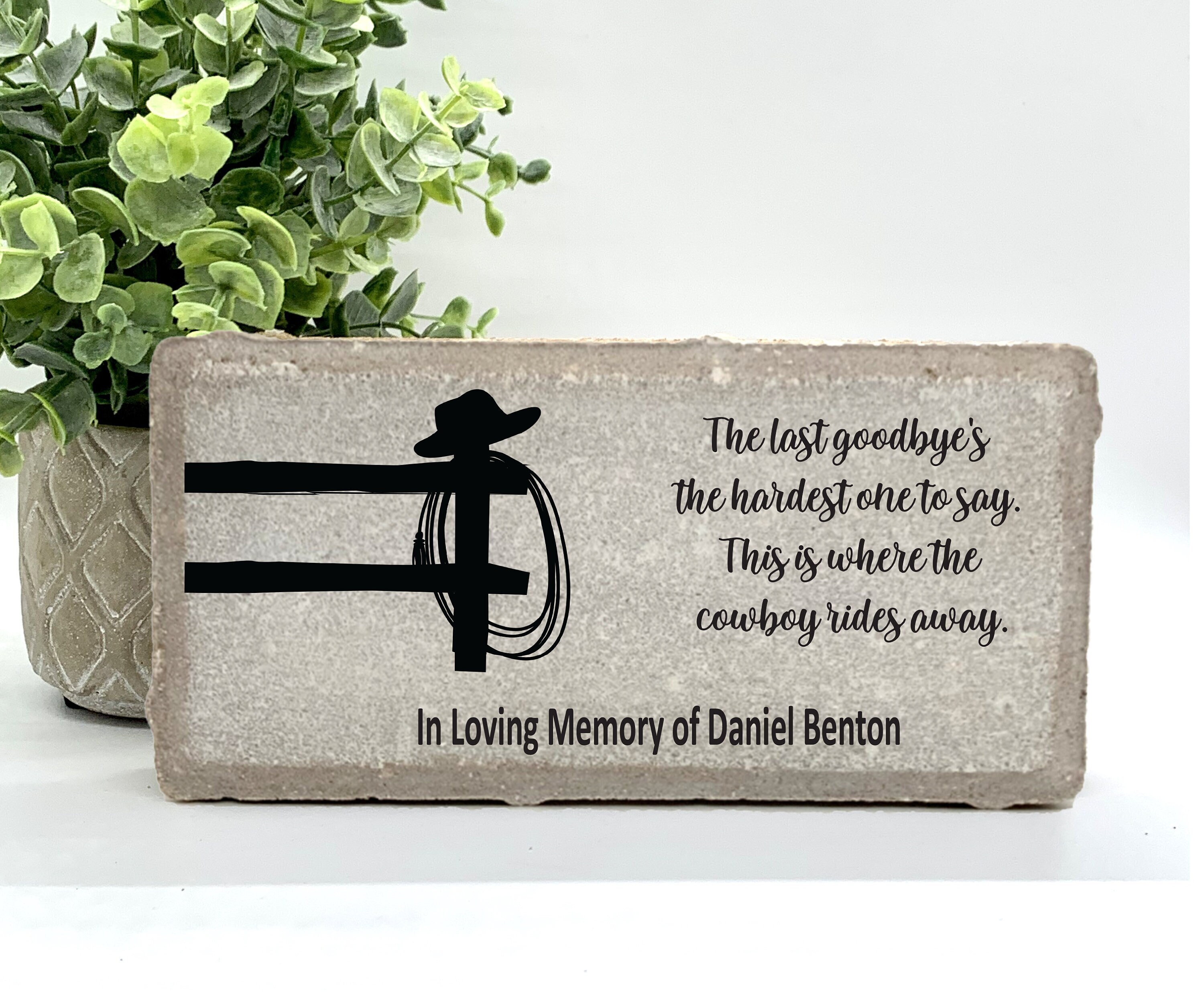 Memorial Stone - Sympathy Gift Bereavement Gift Funeral Gift - Cowboy ...