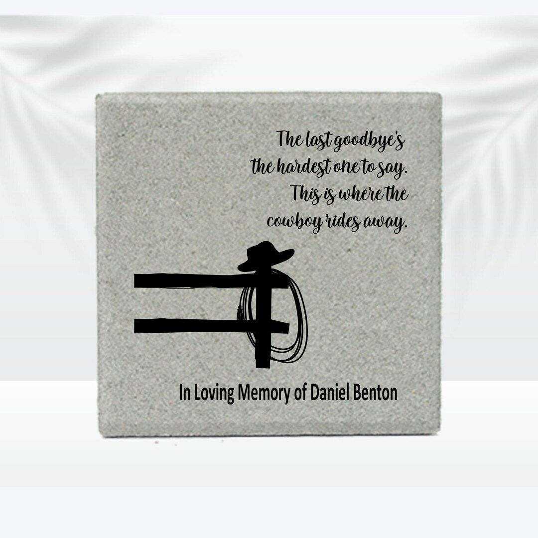 Memorial Stone - Sympathy Gift Bereavement Gift Funeral Gift - Cowboy ...