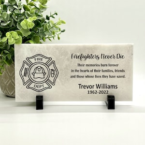 Firefighter Memorial Stone - Sympathy Gift Bereavement Gift Funeral ...