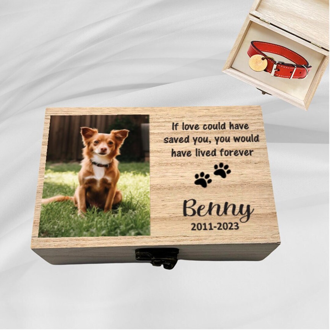 Pet Photo Memory Box Dog Memorial Gift Pet Collar Box Pet Loss Gift ...