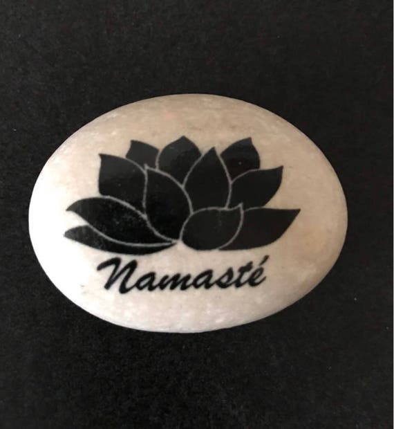 Namaste stone with Lotus. great gift for yoga lovers. Rock | Etsy