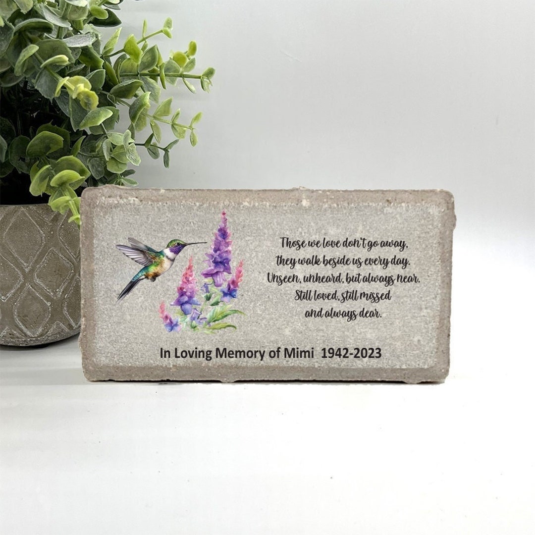 Memorial Stone Hummingbird With Flowers - Sympathy Gift Bereavement ...