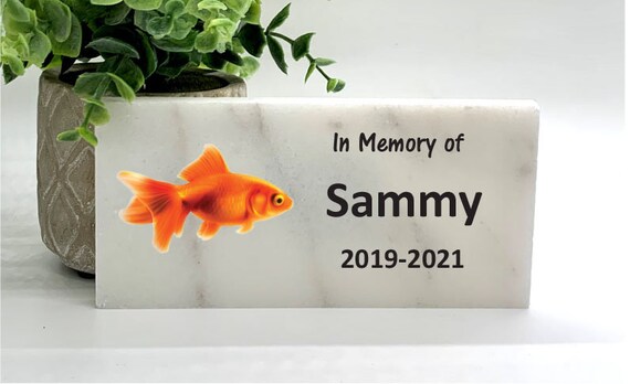 Goldfish Memorial Stone Personalized Fish Burial Marker Pet | Etsy