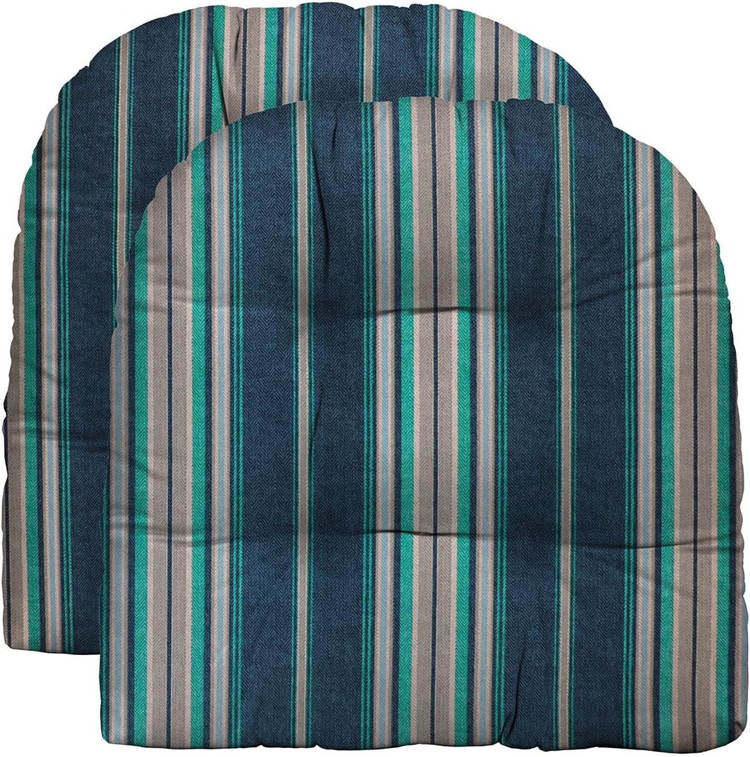 RSH Decor Set of 2 Wicker Style U-shape Chair Tufted Cushion Terrace ...