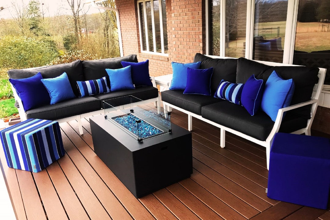 Custom Indoor Outdoor Ottoman Cube Poof, Sunbrella Performance Fabric ...