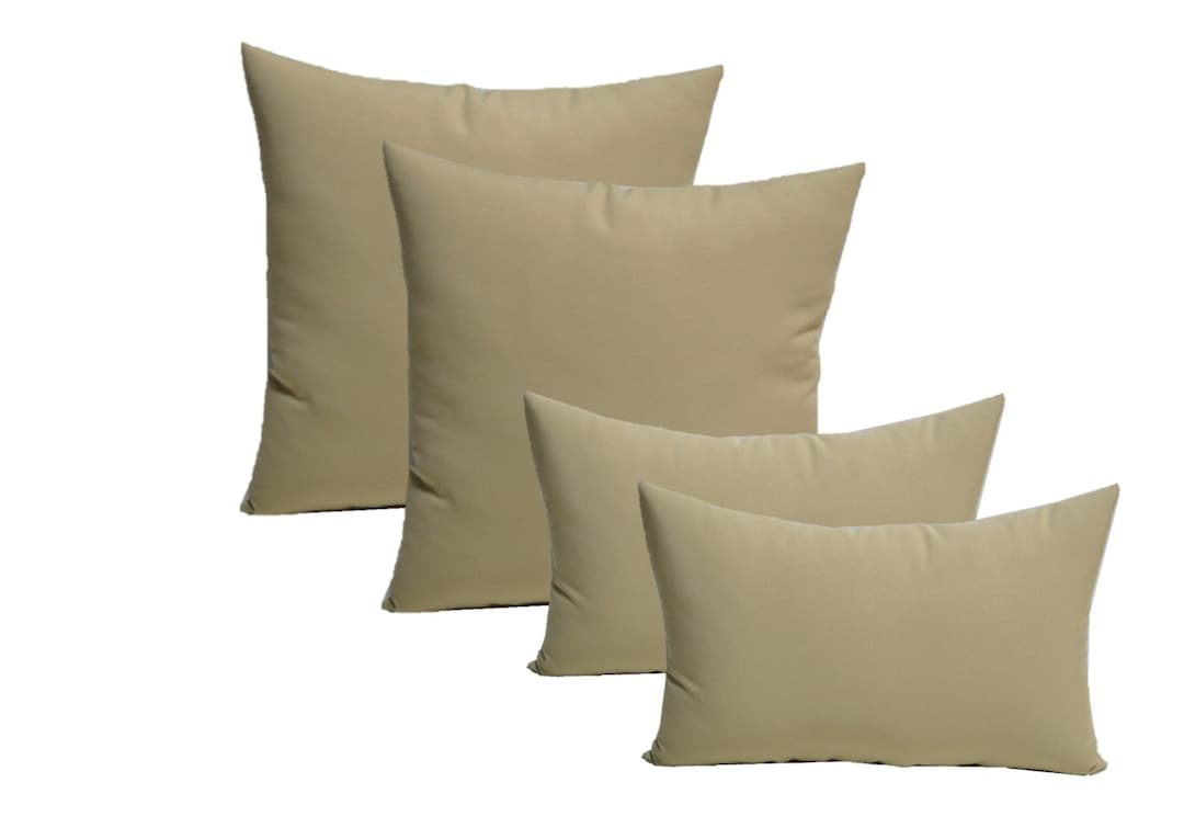 Set of 4 - 17" Square & Rectangle / Lumbar Pillows ~ Solid Tan ~ Indoor ...
