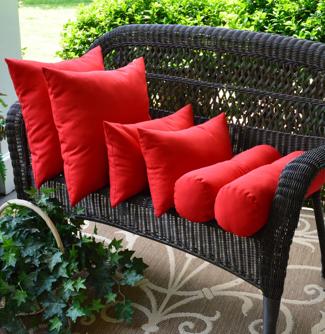 Set of 6 Red Solid Throw Pillows~square Rectangle Bolster Indoor ...