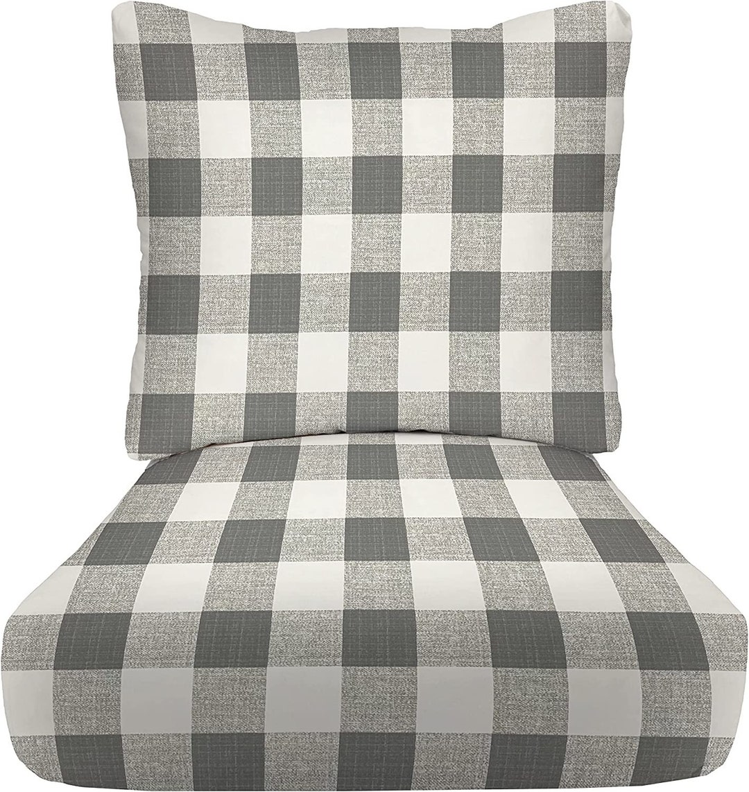 Gray Grey and White Buffalo Plaid Gingham Check Cushion for Indoor ...