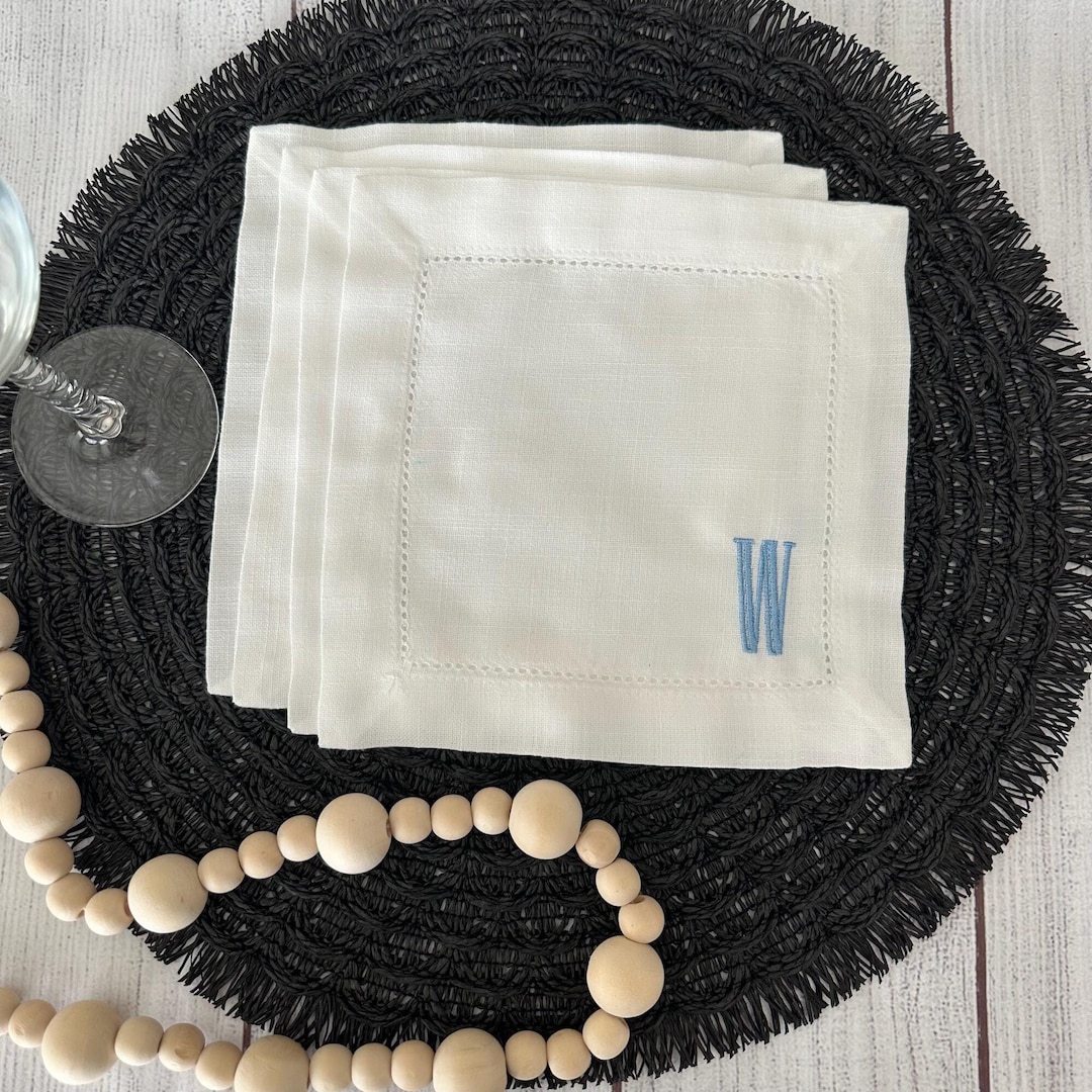Custom Embroidered Cocktail Napkins With Initial, Personalized for ...