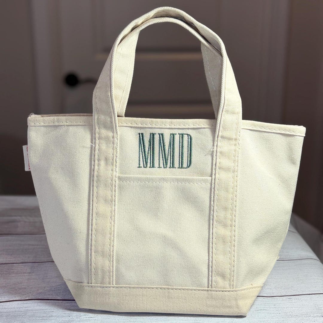 Custom Embroidered Tote Bag, Monogram Canvas Tote With Personalization ...
