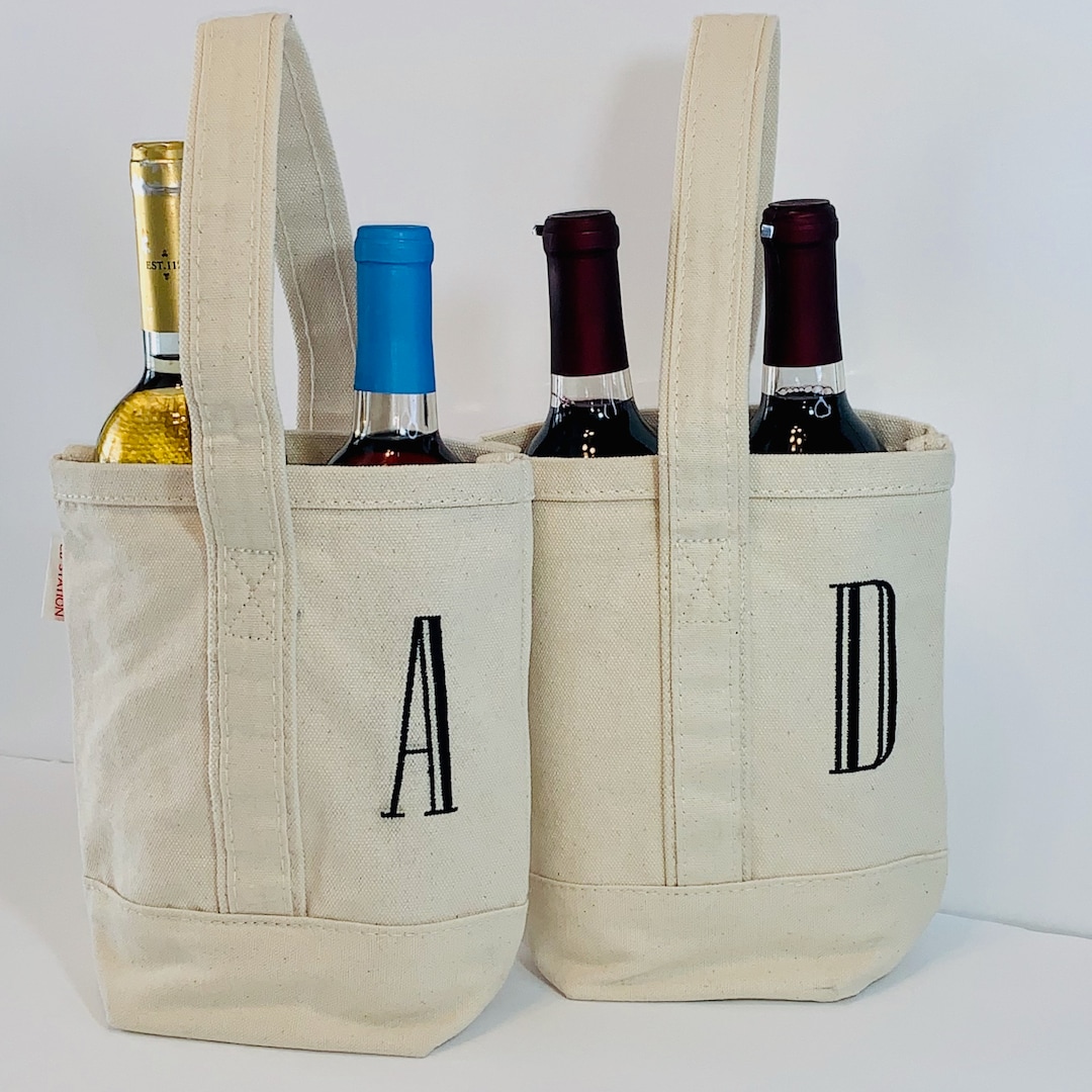 Monogram Canvas Wine Tote Personalized Wine Tote - Etsy