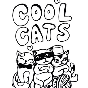 Cool Cats Digital Coloring Book - Etsy