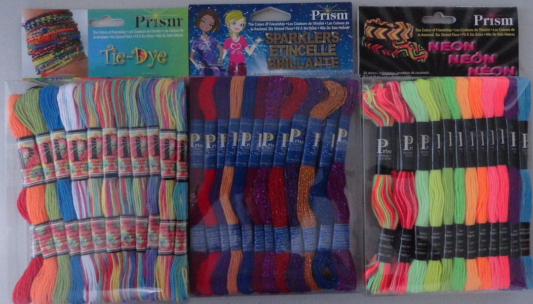 DMC or Prism, 6 Strands Floss, Tie-dye or Sparklers or Neon, Skeins ...
