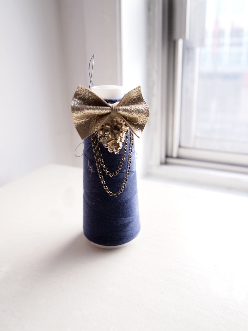 Gold Beaded Brooch, Leather Bow and Chains, Beaded Cameo Bow ...