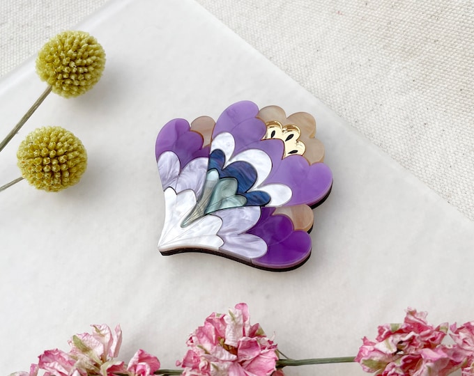 Crocus Flower Brooch Retro Flower Pin Laser Cut Floral Jewellery - Etsy
