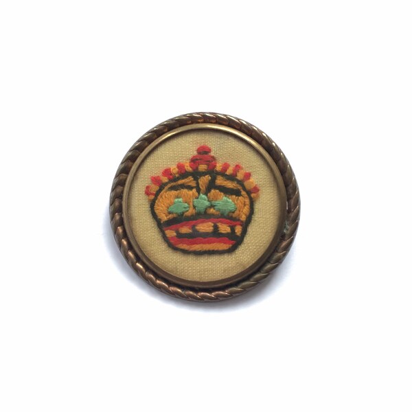 Embroidered Crown Brooch - Etsy
