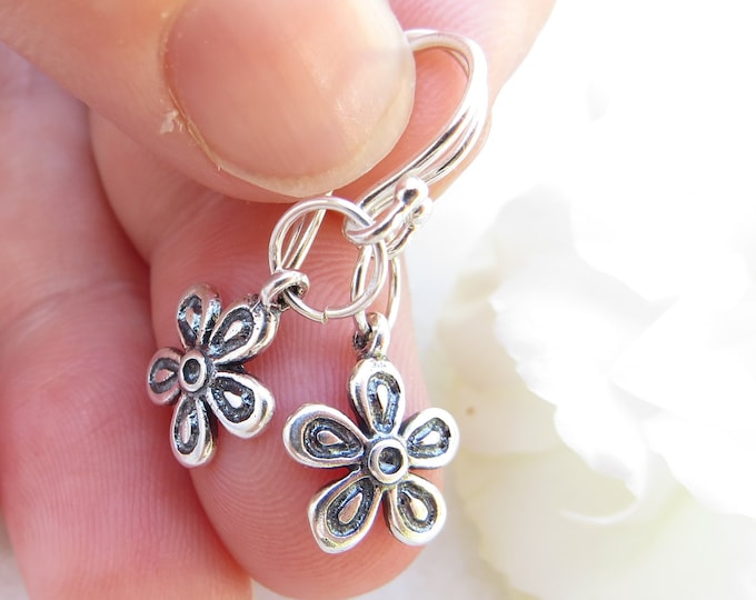 Sterling Silver Flower Earrings Floral Earrings Antiqued - Etsy