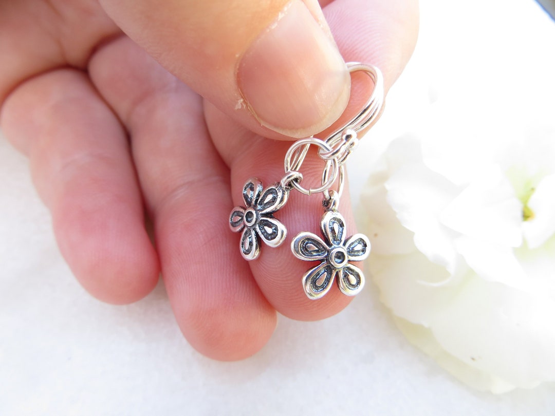 Sterling Silver Flower Earrings, Floral Earrings, Antiqued Silver ...