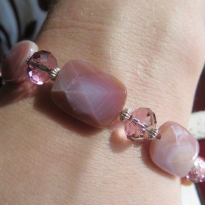 Pink Shell Bracelet, Swarovski Crystal, Sterling Silver Toggle Clasp - Etsy