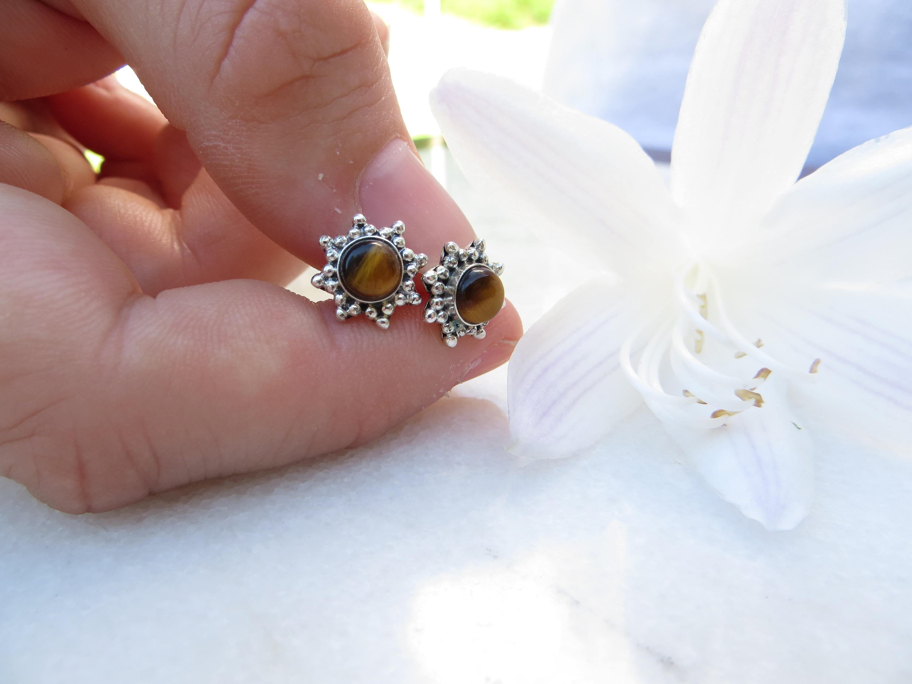 Tiger Eye Studs Southwest Studs Tiger Eye Posts Tiger Eye - Etsy