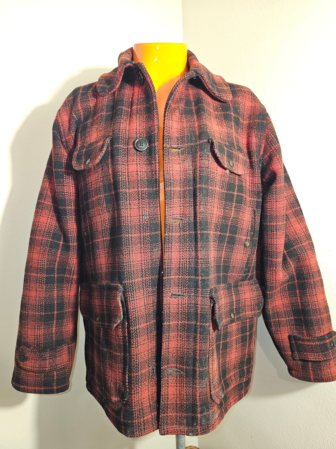Vintage Johnson Woolen Mills Buffalo Wool Plaid Hunting Coat Size 44 ...