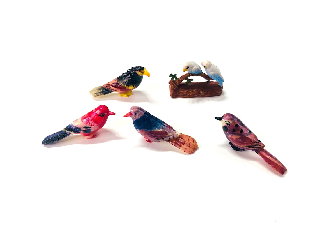 5 Bird Figurines, Miniature, Plastic Toy Collection, Mini Toys ...