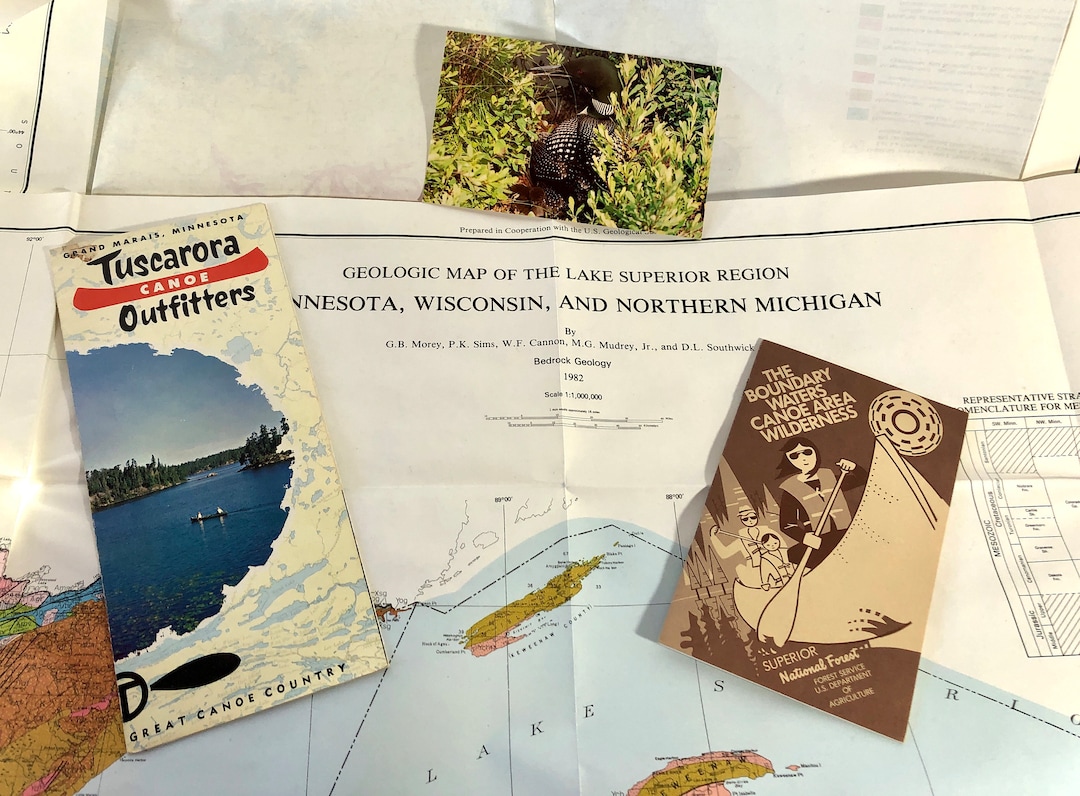 Vintage Minnesota, Large Geologic Map, Boundary Waters, Loon Postcard ...