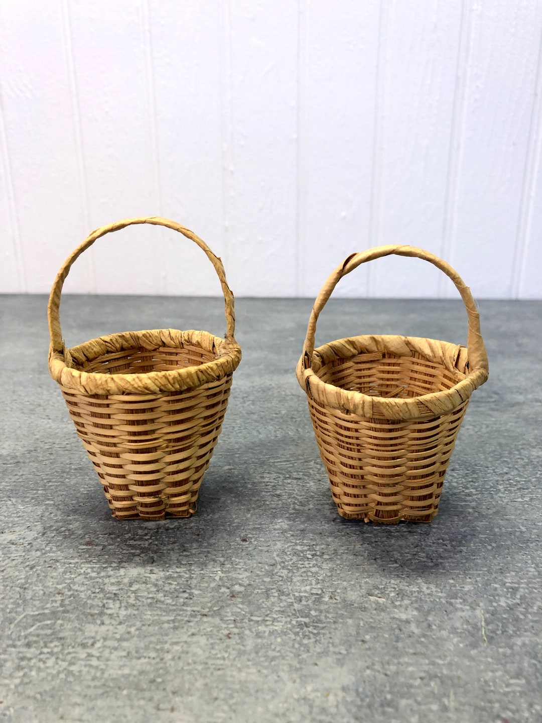 Mini Baskets, Miniature Wicker Baskets, Doll Size, Tree Ornament ...