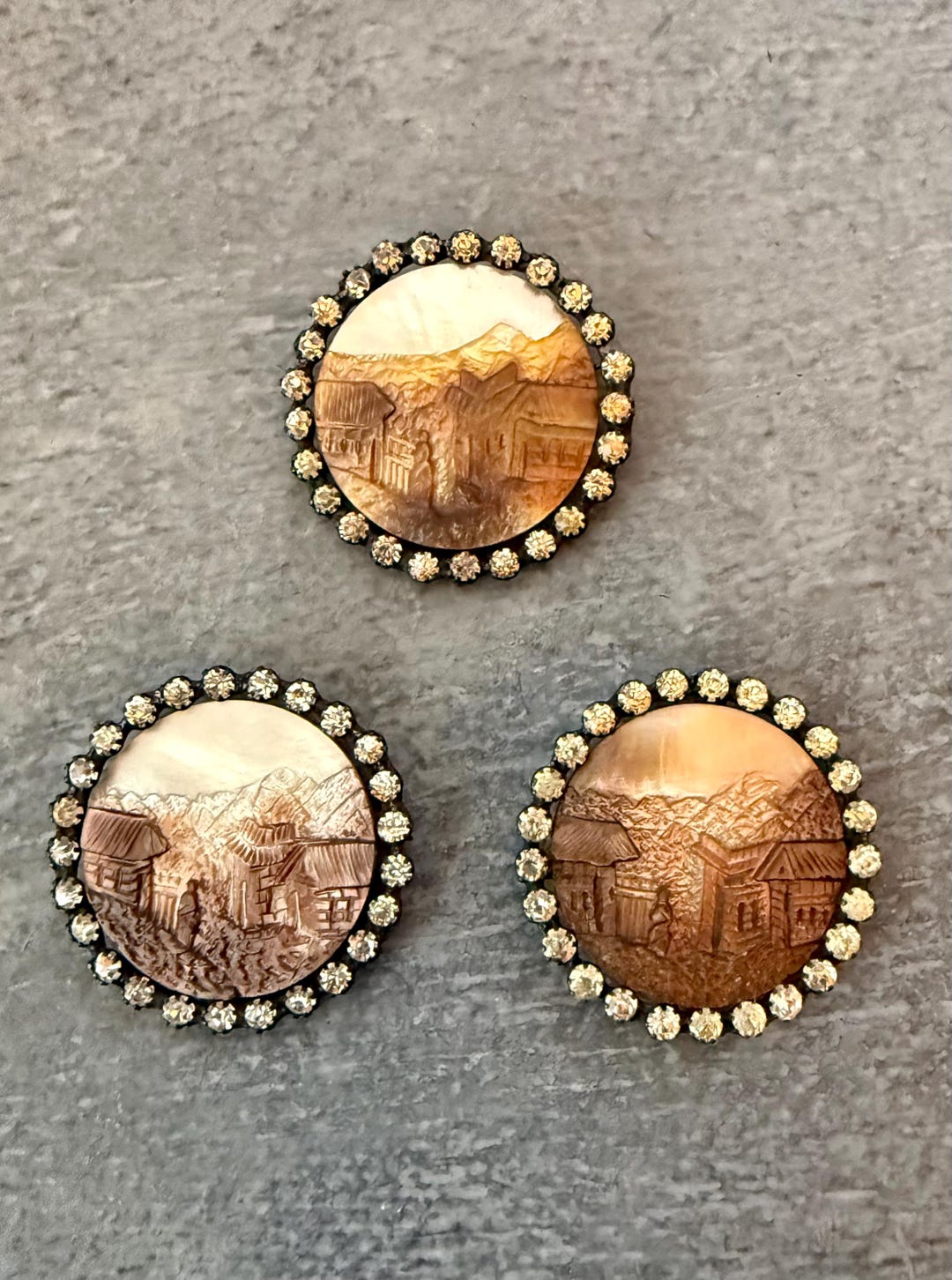RARE, Antique French Buttons, Lot of 3, Victorian, Cameo, Carved Mother ...