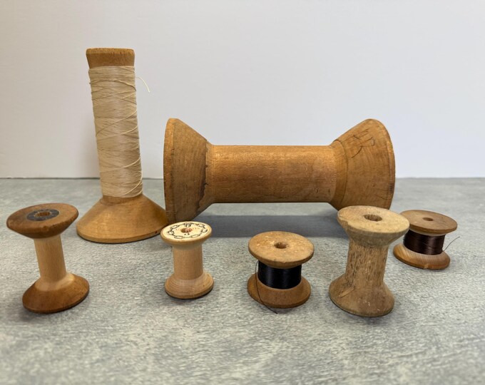 7 Wooden Spools, Extra Large Spool, Fiber Art Supplies, Salvaged Spools ...