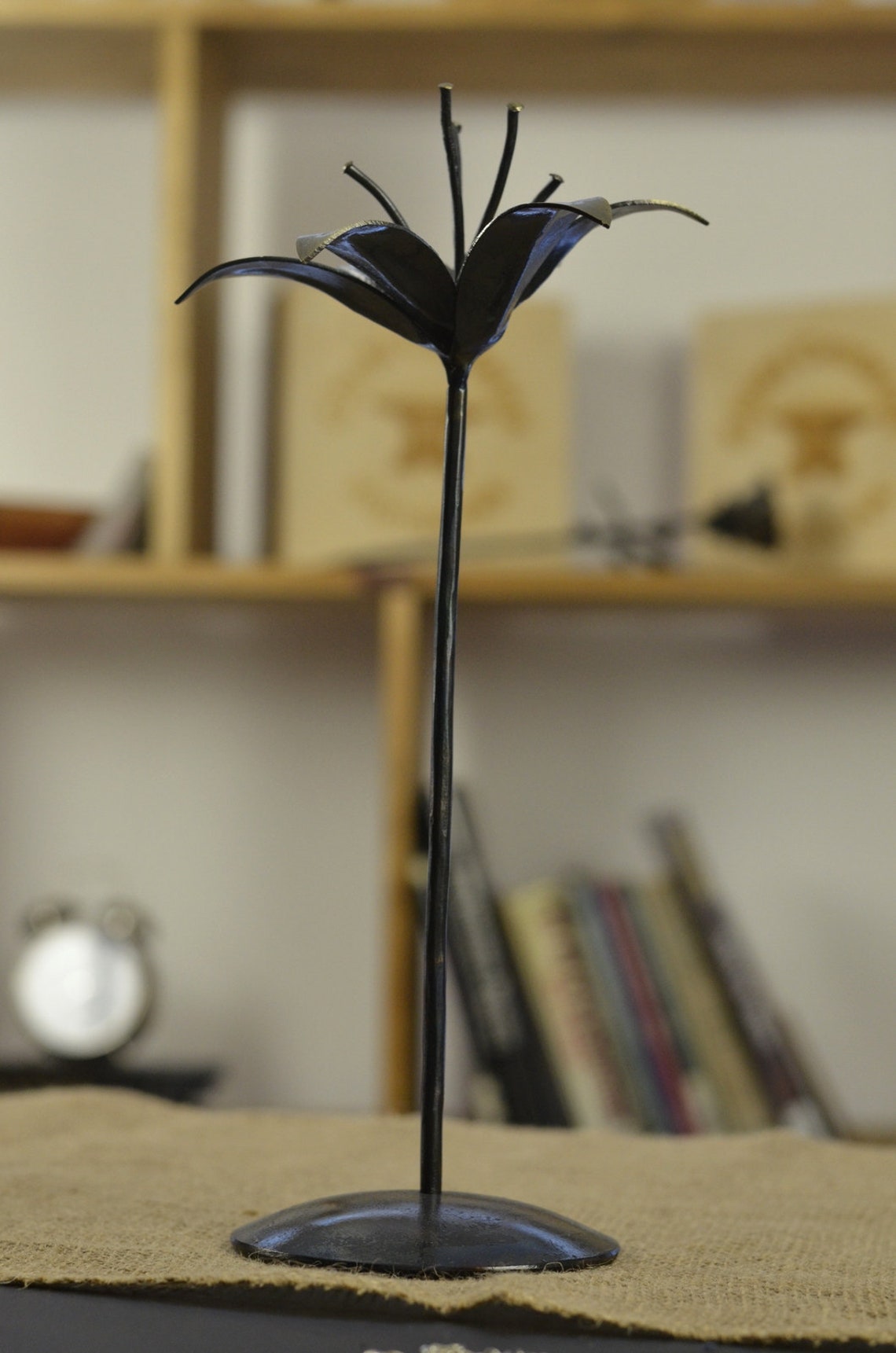Metal Lily Art Sculpture *14" Metal Lily Blacksmith Made Sculpture ...
