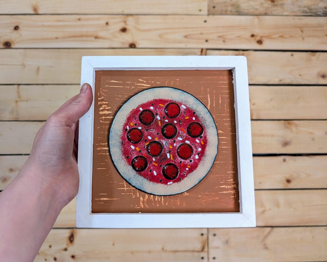 Hand Enameled Copper Pizza Wall Art * Comfort Food Wall Hanging * Pizza ...