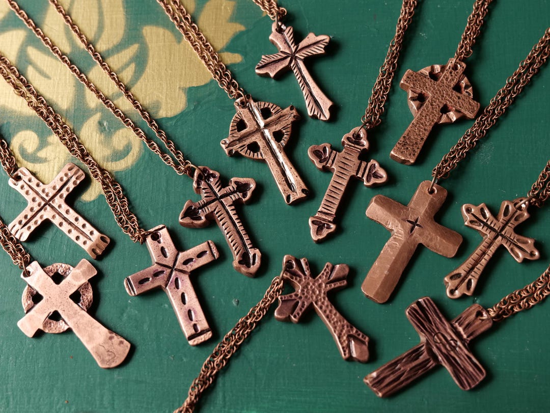 Hand Forged Copper Cross * Hammered Cross Pendant * Christian Gift for ...