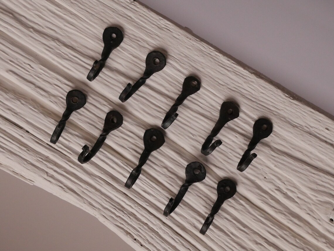 10 Small 1-1/4 Decorative Black Metal Wall Hooks Twisted Hook - Etsy
