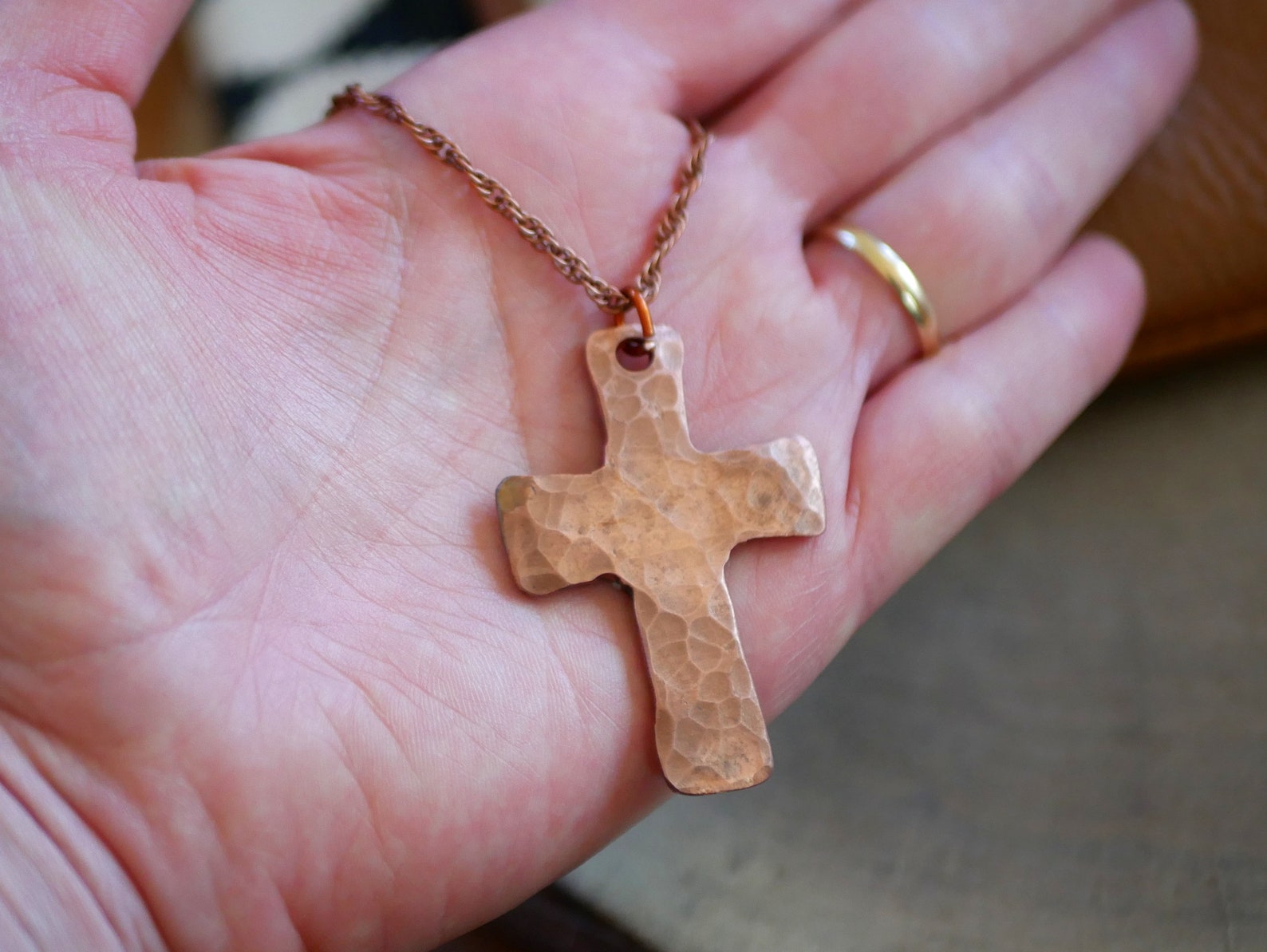 Hand Forged Copper Cross * Hammered Cross Pendant * Christian Gift for ...