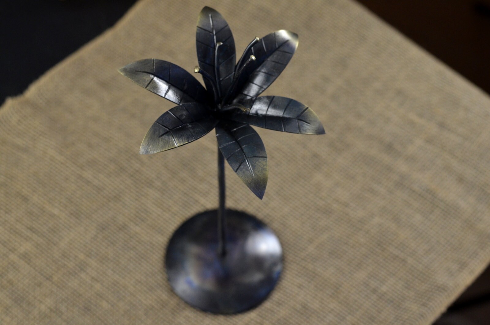 Metal Lily Art Sculpture *14" Metal Lily Blacksmith Made Sculpture ...