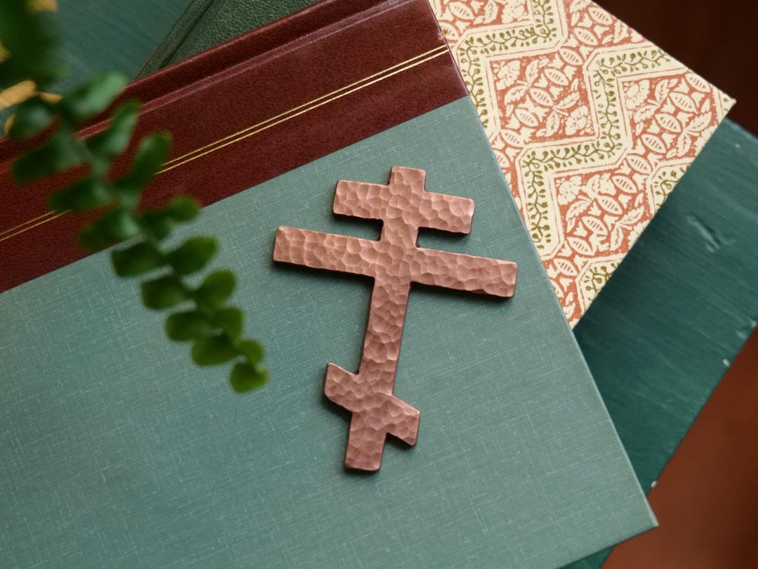 Forged Tri Bar Copper Pocket Cross * Hammered Orthodox Cross ...