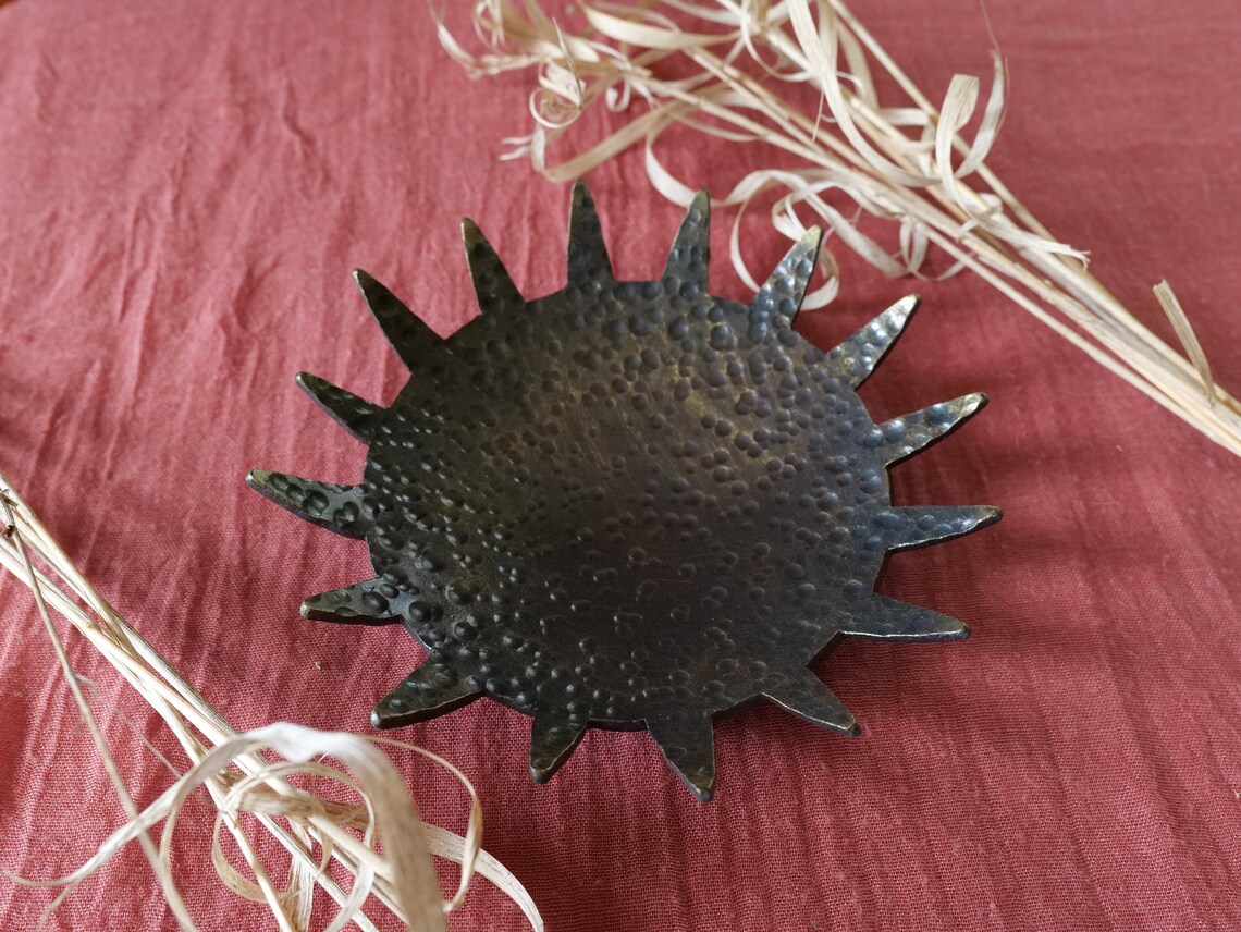 Hammered Abstract Spike Steel Bowl * Modern Gifts * Hand Forged Metal ...