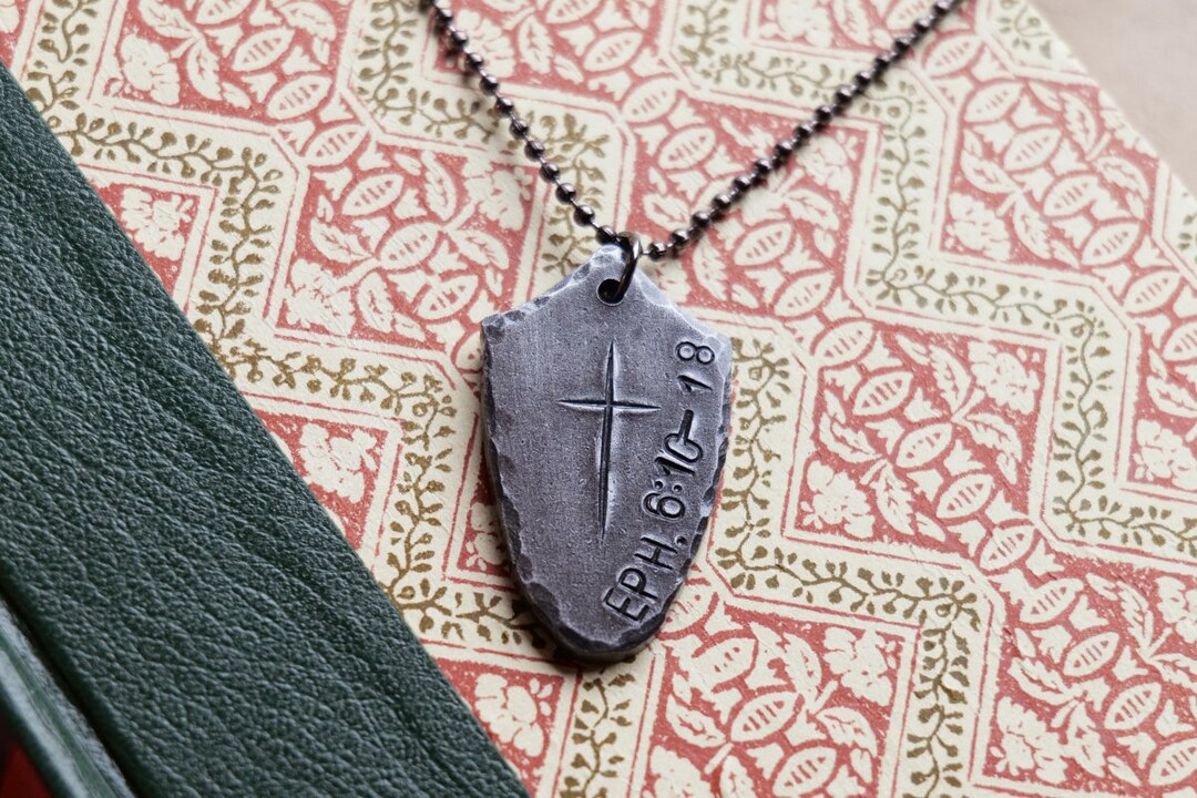 Shield of Faith Pendant Hammered Shield Pendant Christian Gift for Men ...