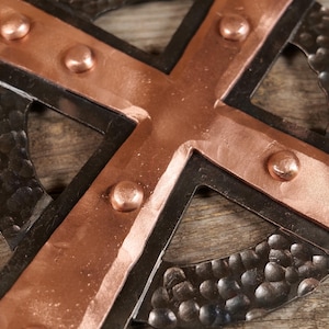 Steel & Copper Metal Cross Wall Art // Cross Wall Decor // Iron Cross ...