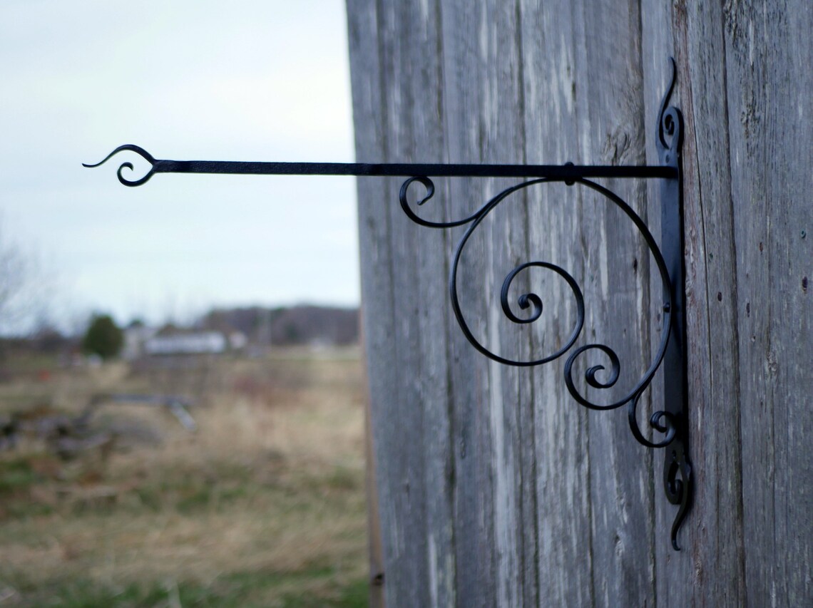 Hand Forged Sign Bracket With Flame Detail Metal Sign | Etsy