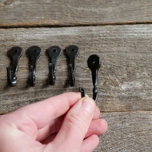 5 Medium 2" Black Decorative Metal Wall Hooks Hand Forged Small ...