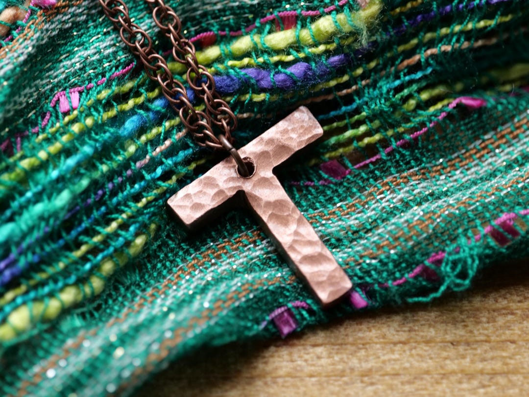 Hammered Copper Letter T Necklace * Tau Cross Necklace * St Anthony ...