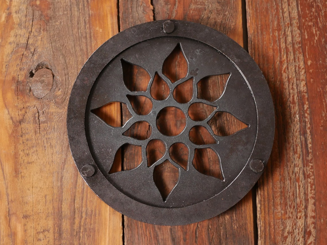 Sunflower Trivet * Metal Trivet for Hot Dishes * Black Trivet for Hot ...