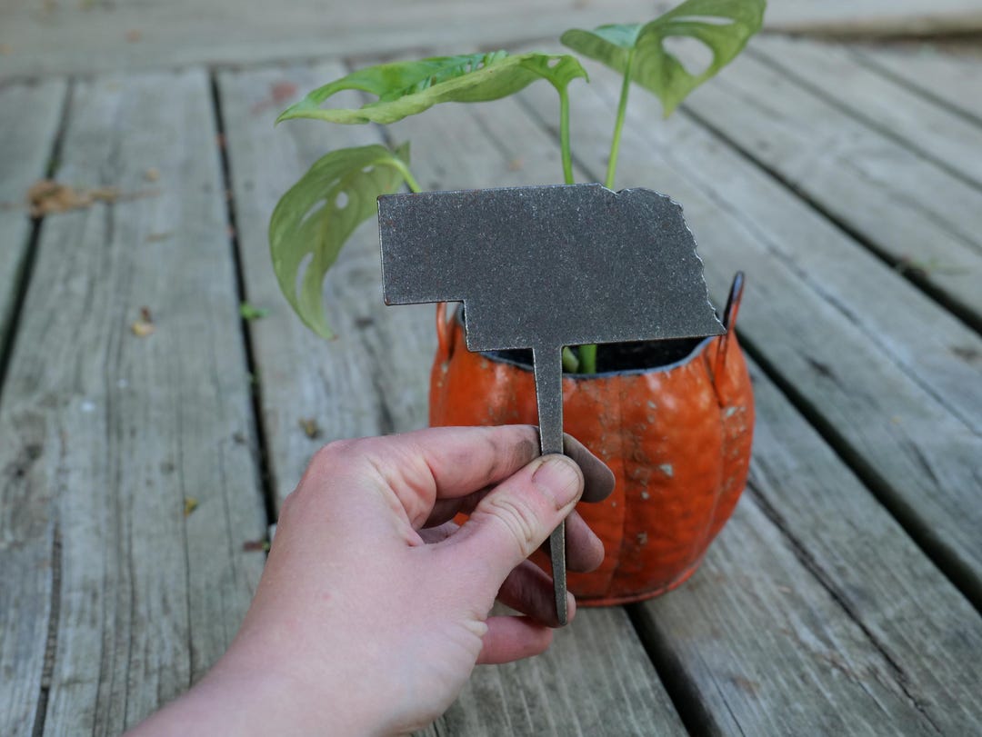 Nebraska Garden Stake * NE State Metal Planter Decoration * House Plant ...